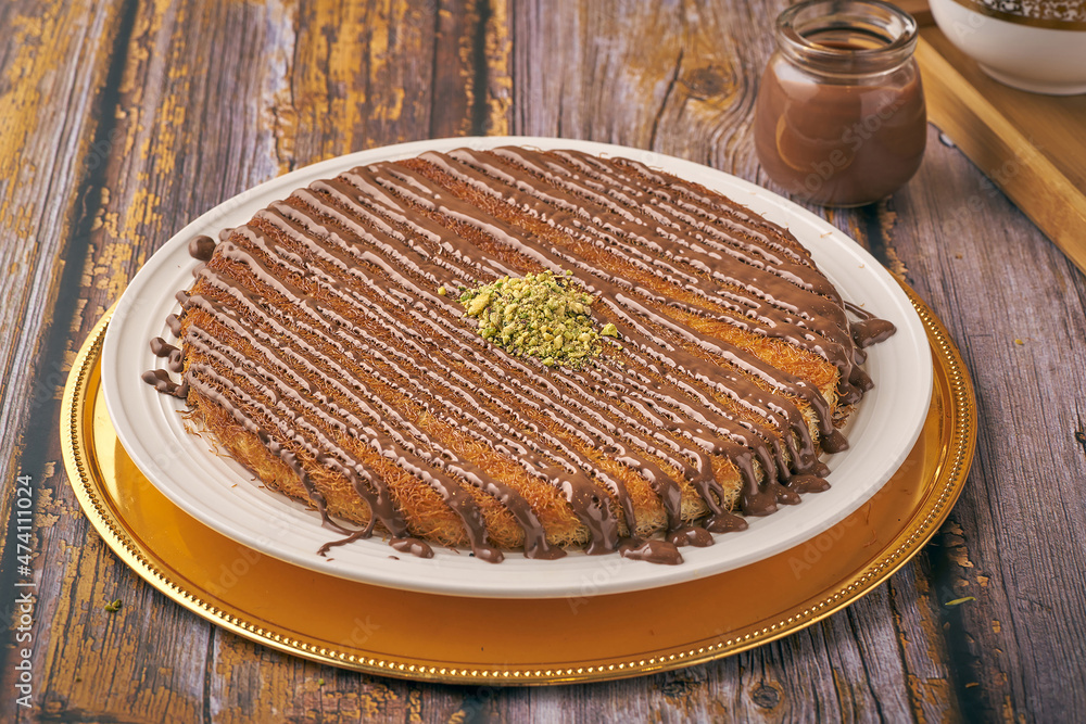 Arabian Traditional Desserts - Cream and cheeses with chocolate and ...