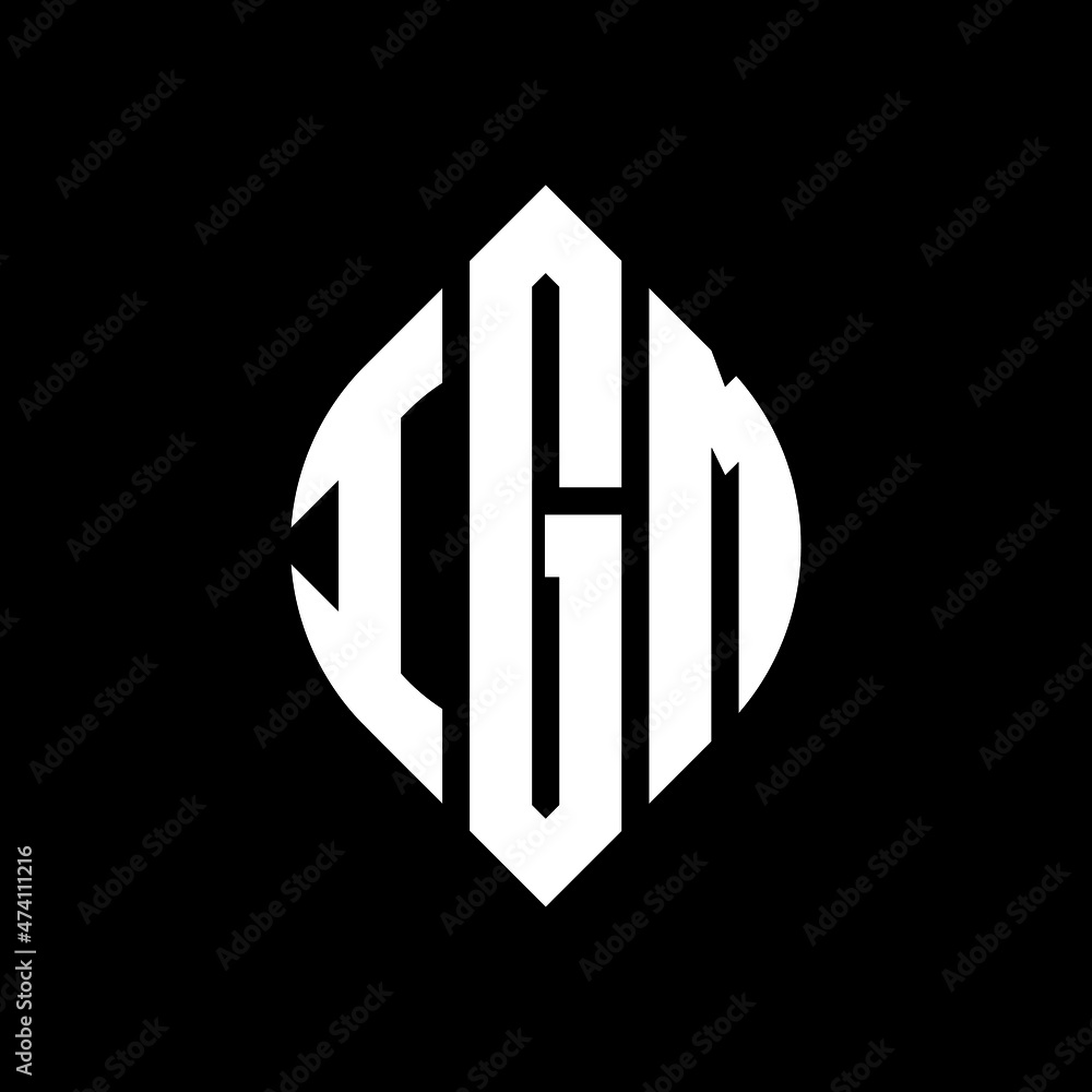 IGM circle letter logo design with circle and ellipse shape. IGM ...