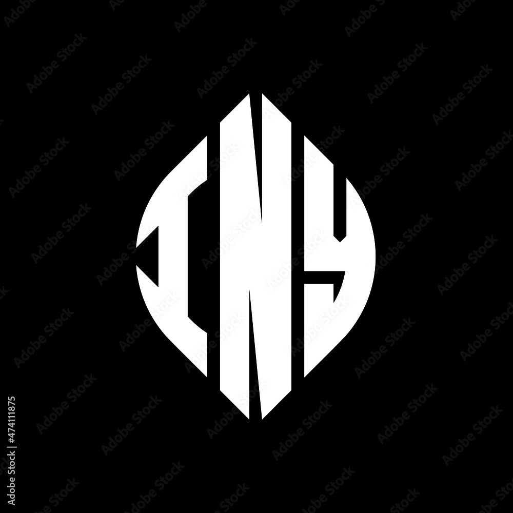INY circle letter logo design with circle and ellipse shape. INY ...