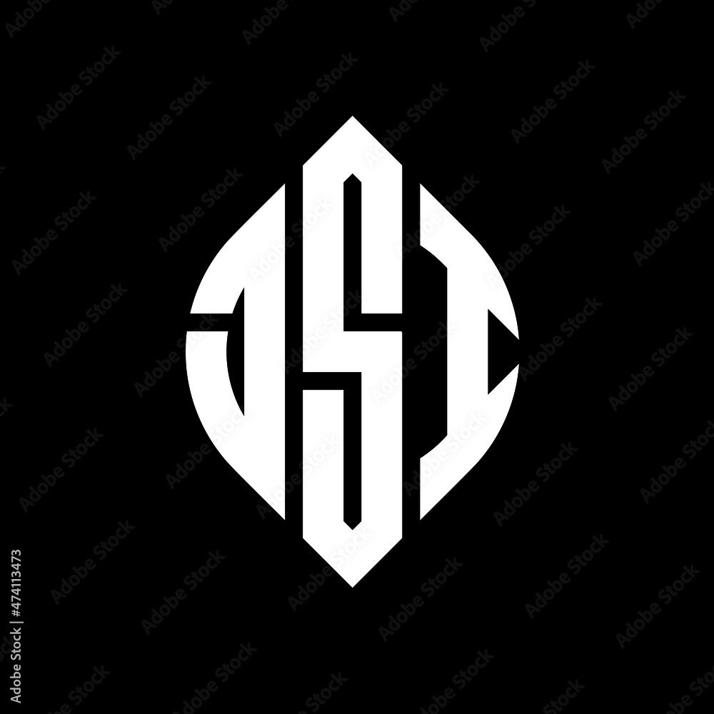 Vetor de JSI circle letter logo design with circle and ellipse shape ...