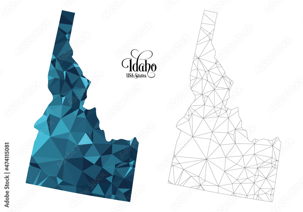 Low Poly Map of Idaho State (USA). Polygonal Shape Vector Illustration ...