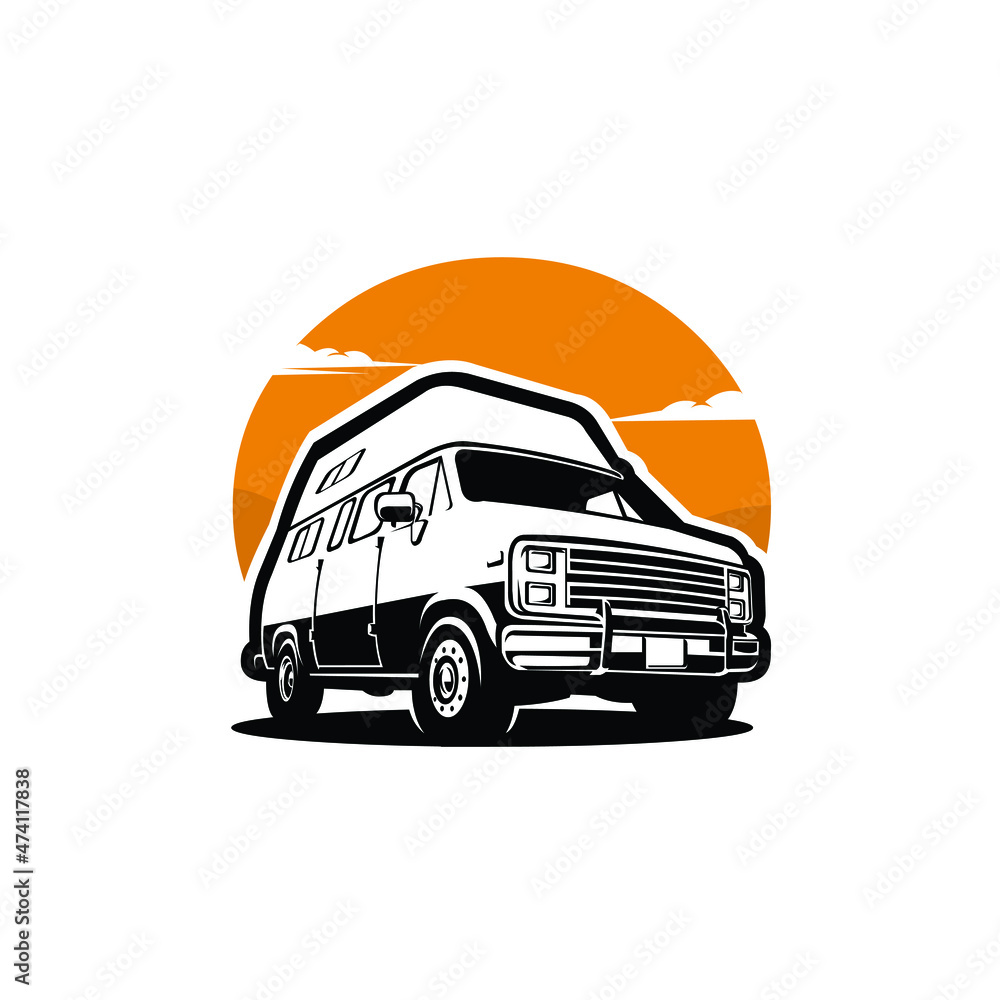 Classic camper van vector illustration in white background Stock Vector ...