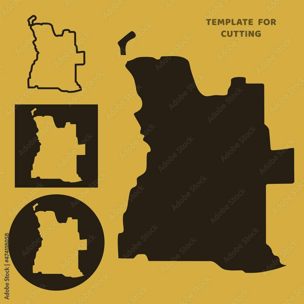 Angola map Template for laser cutting, wood carving, paper cut ...