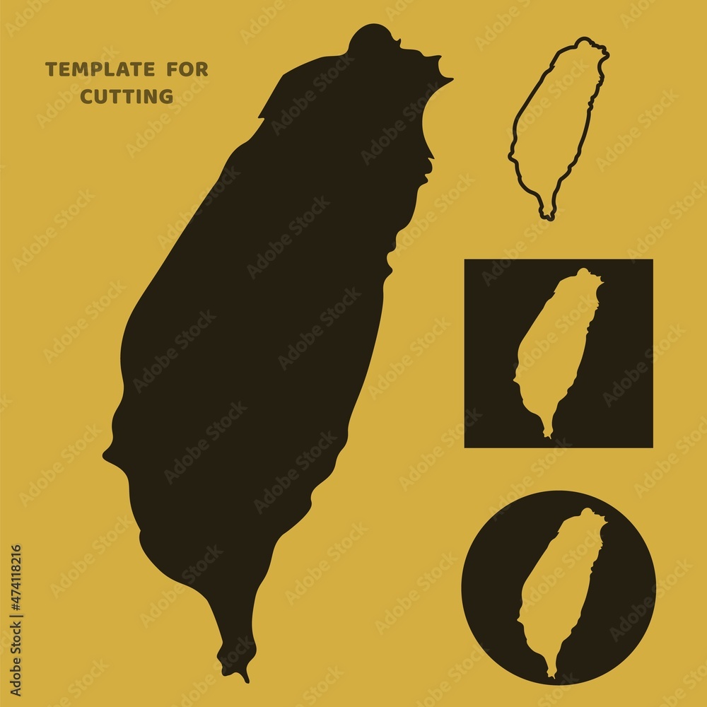 Taiwan map Template for laser cutting, wood carving, paper cut ...