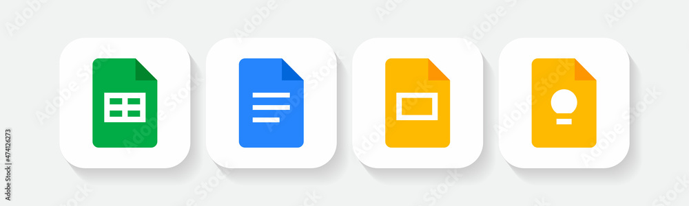 set mobile app logos of google sheets, google docs, google slides ...