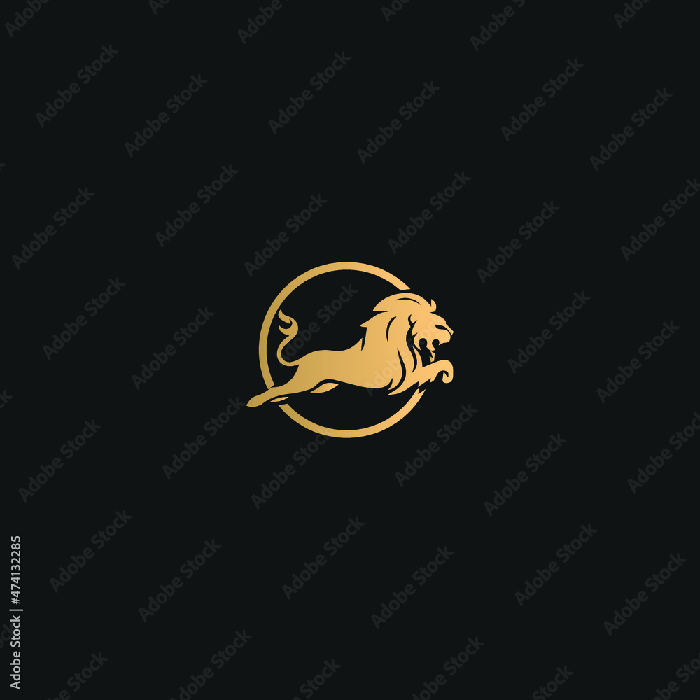 lion jump logo, premium logo Stock Vector | Adobe Stock