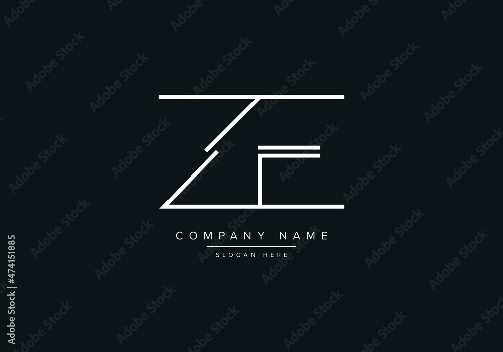 Alphabet letter ZE logo design. mockup thin line art ZE EZ Stock Vector ...