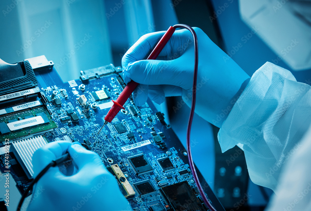 The scientist works in a modern scientific laboratory for the research ...