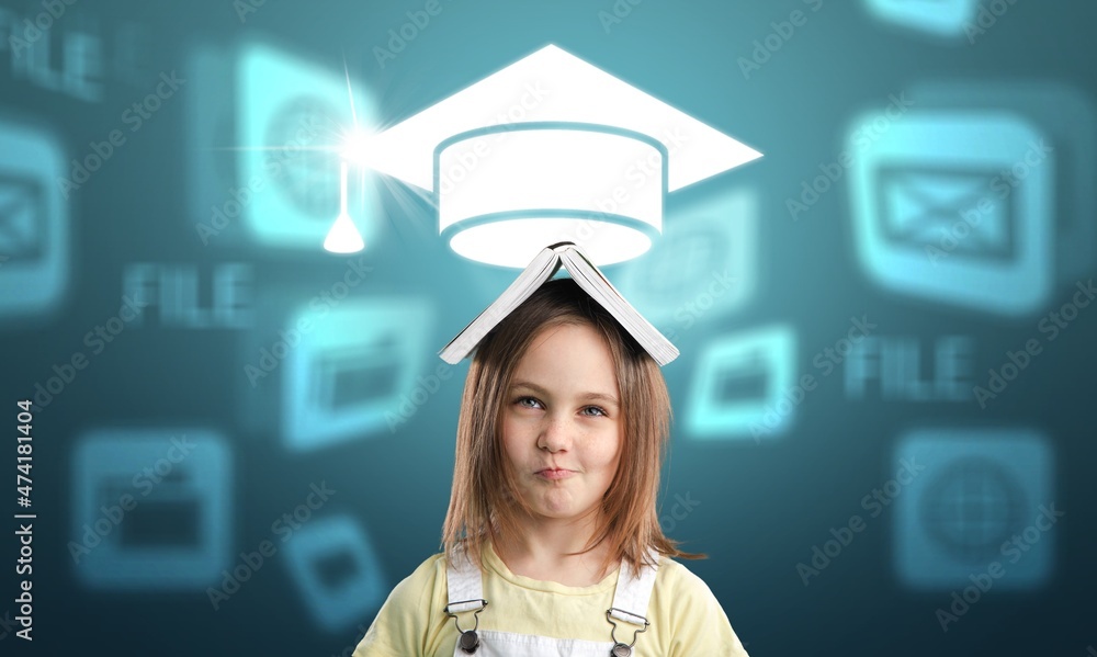 Smiling student pondering about educational prospective in future ...