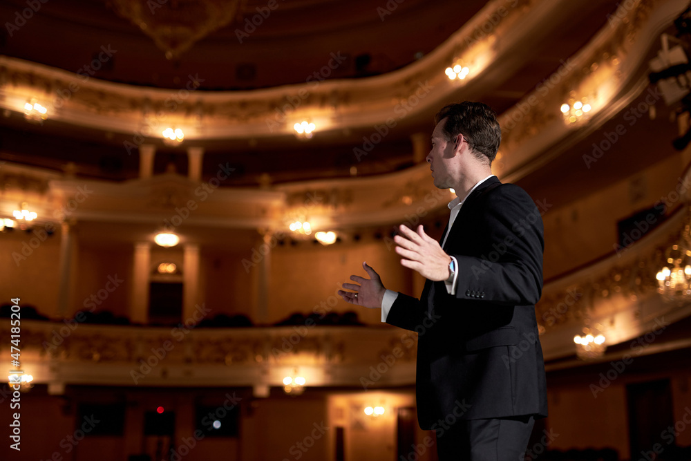 Showman. Confident caucasian european Male entertainer, presenter or ...