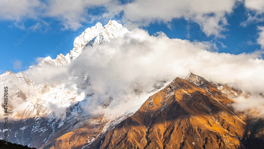 Mountain everest snow white cold freeze top of the world blue skies ...