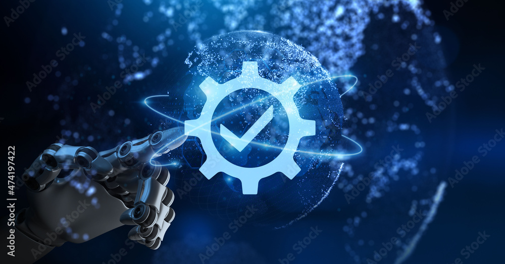 Quality assurance Control Robot hand pressing checkbox Standards ...