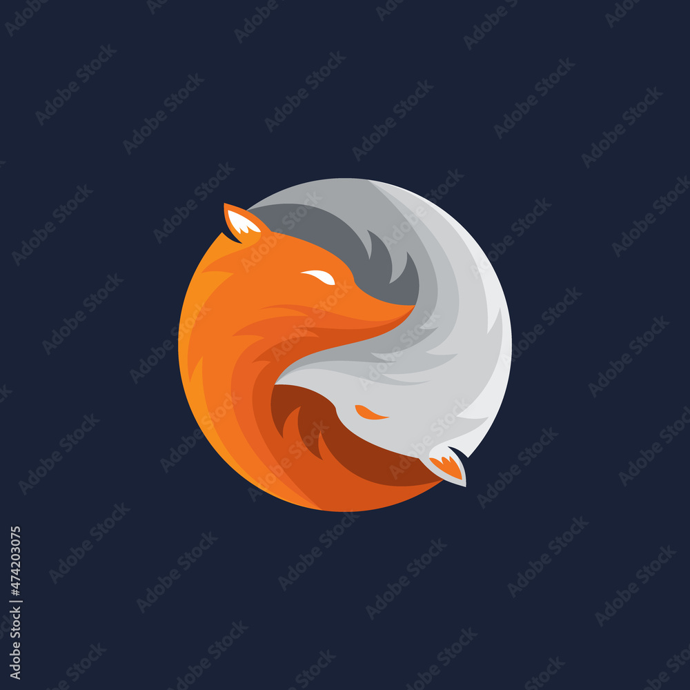 two fox logo circle vector Stock Vector | Adobe Stock
