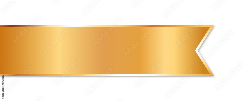 gold ribbon banner with gold frame on white background Stock Vector ...