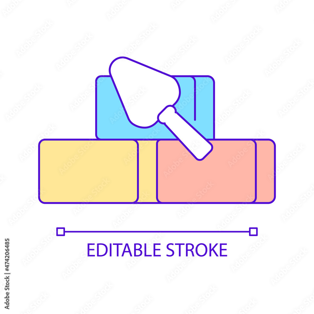 Supplies and materials for construction site RGB color icon. Building ...