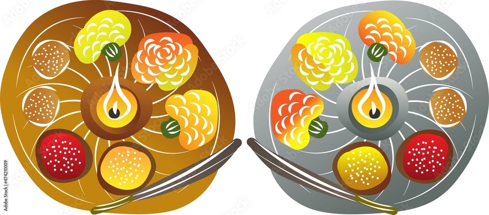 Pooja Thali, puja vector illustration. Hindu religious diwali ...