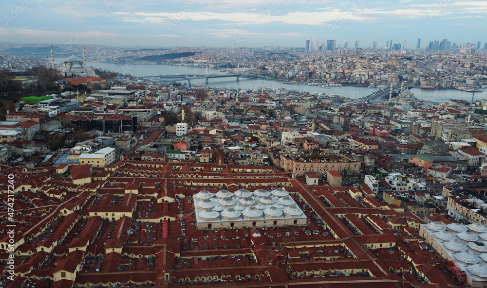 Aerial view of Grand Bazaar market, located in the old city of Istanbul ...