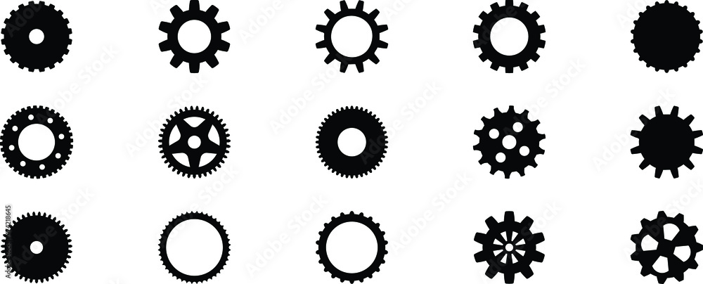 Simple Gear wheel set. Gear setting icon set. Progress or construction ...