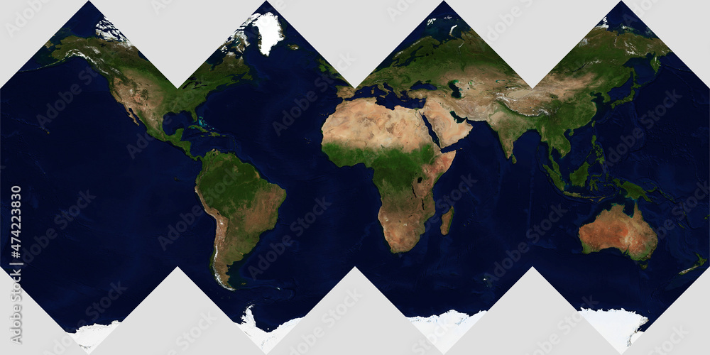 High-Resolution Physical World Map. HEALPix Projection. 3D Illustration ...