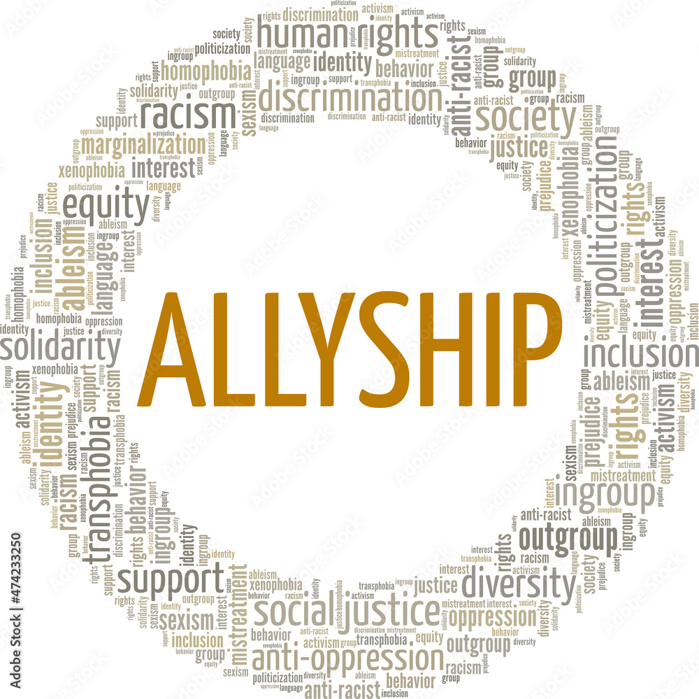 Poster Allyship conceptual vector illustration word cloud isolated on ...