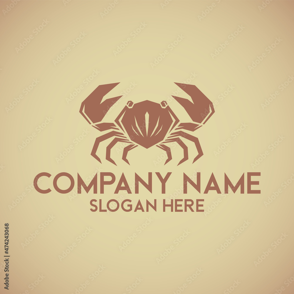 vintage template logo of crab, this simple and cool image is perfect ...