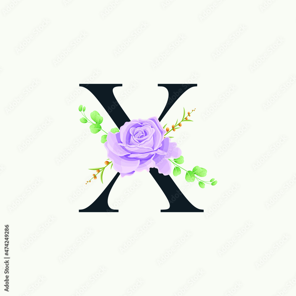 Beautiful W alphabet with Floral logo decoration template. Luxury font ...