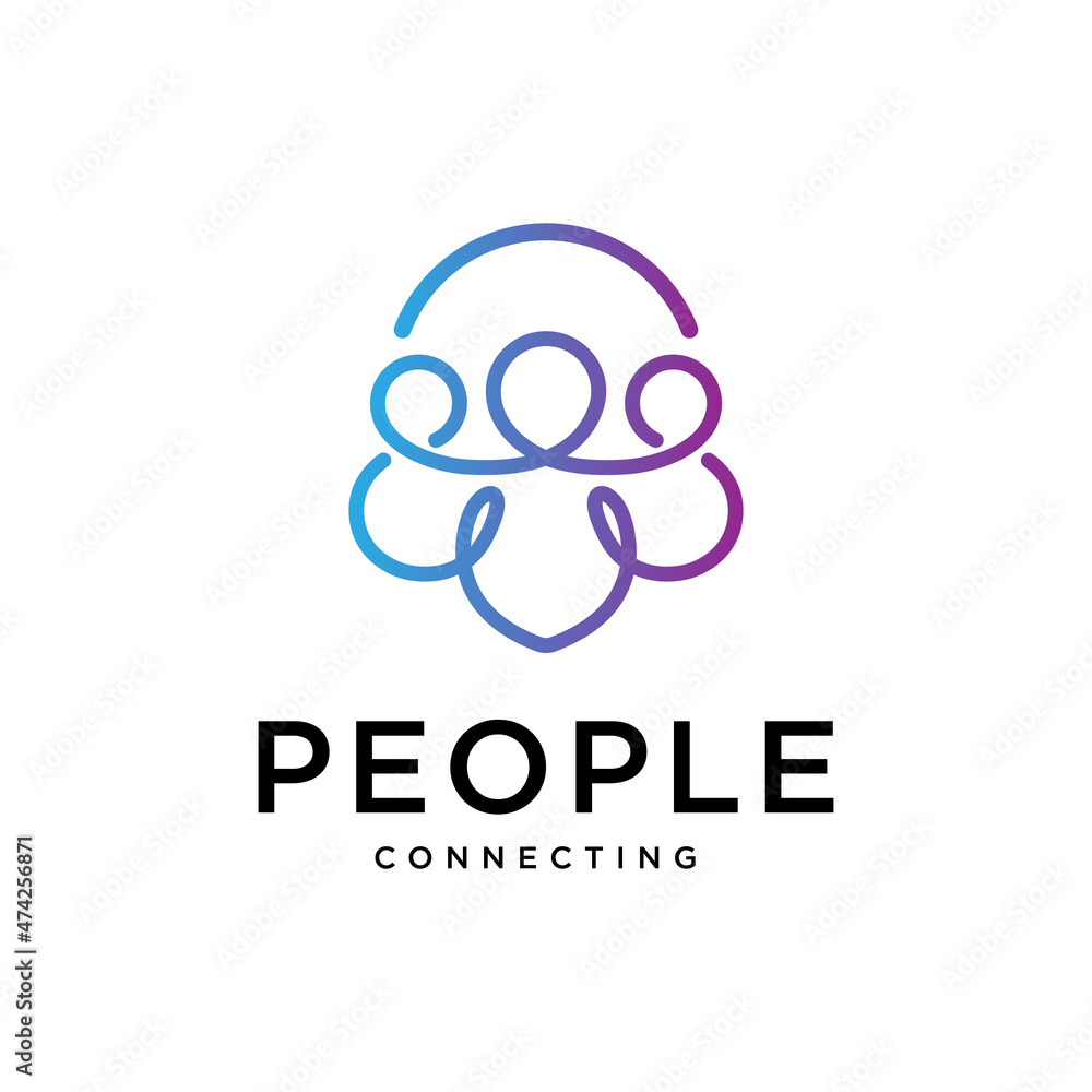 People Connect logo design template. Vector human resources label with ...