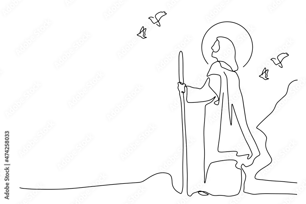 Continuous line drawing of Jesus Christ vector illustration Testament ...