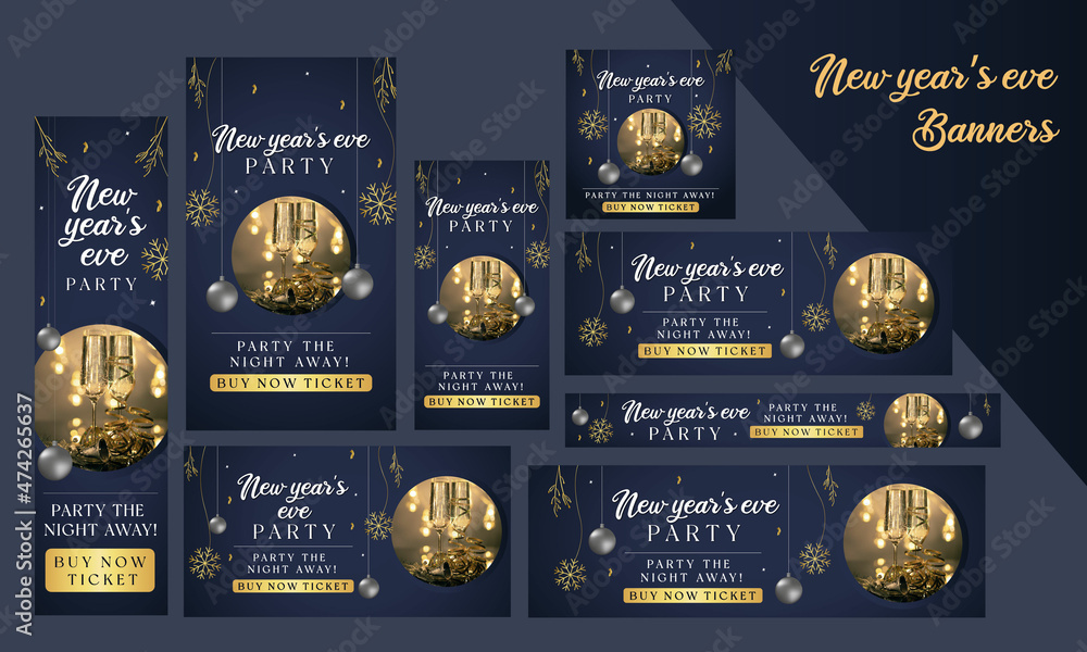 New Year's Evening Party & event Web Banners & Google Ads, Post ...