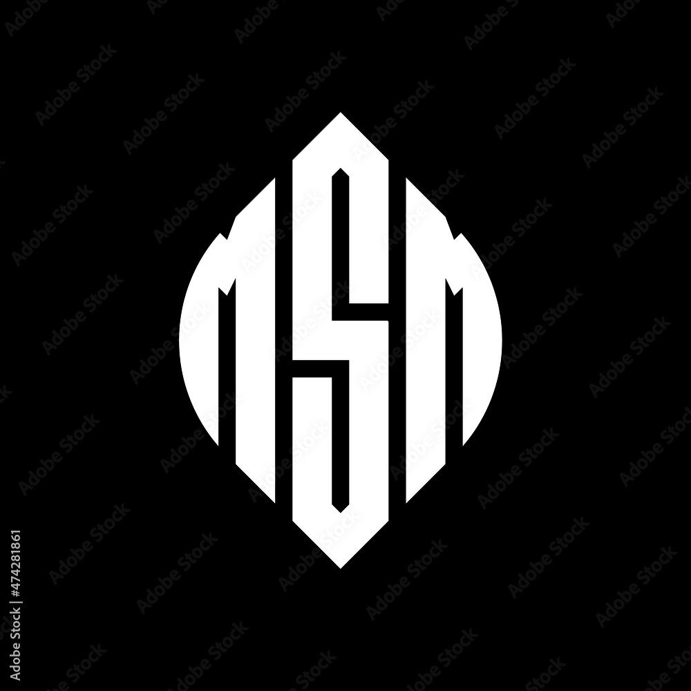 MSM circle letter logo design with circle and ellipse shape. MSM ...