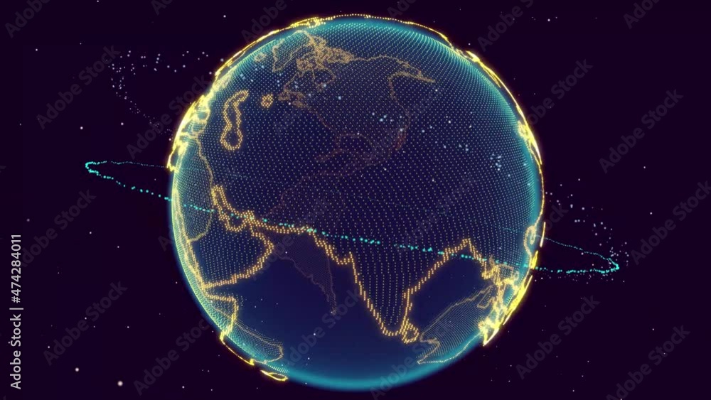 Earth globe with transparent night map of earth slow rotates around its ...