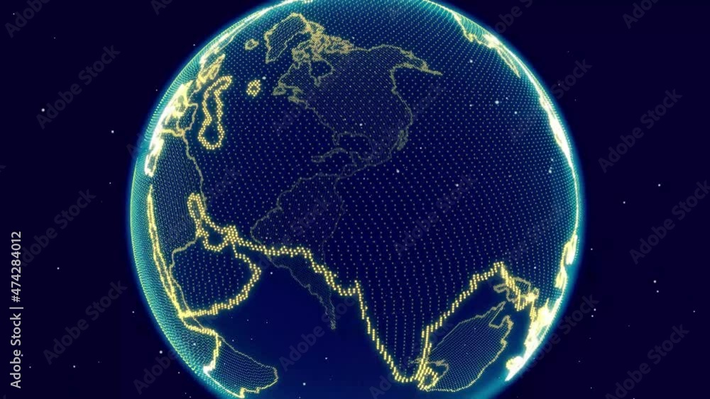 Earth globe with transparent night map of earth slow rotates around its ...