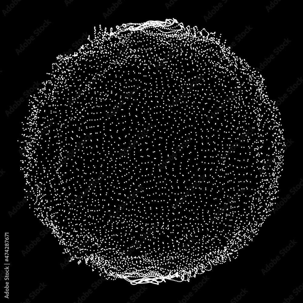 Abstract 3D sphere of particles. Network or connection. Ball or globe ...