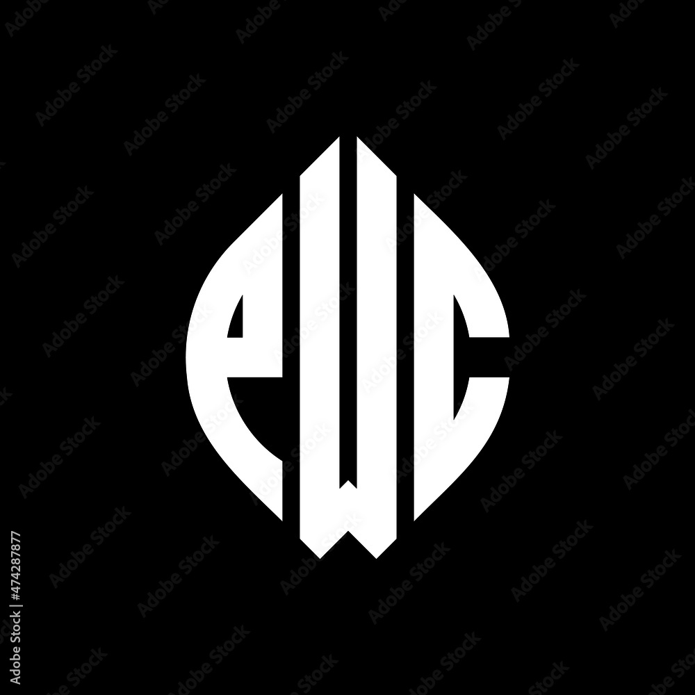 PWC circle letter logo design with circle and ellipse shape. PWC ...