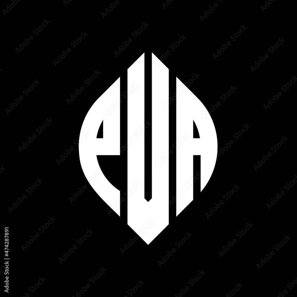 PVA circle letter logo design with circle and ellipse shape. PVA ellipse letters with ...