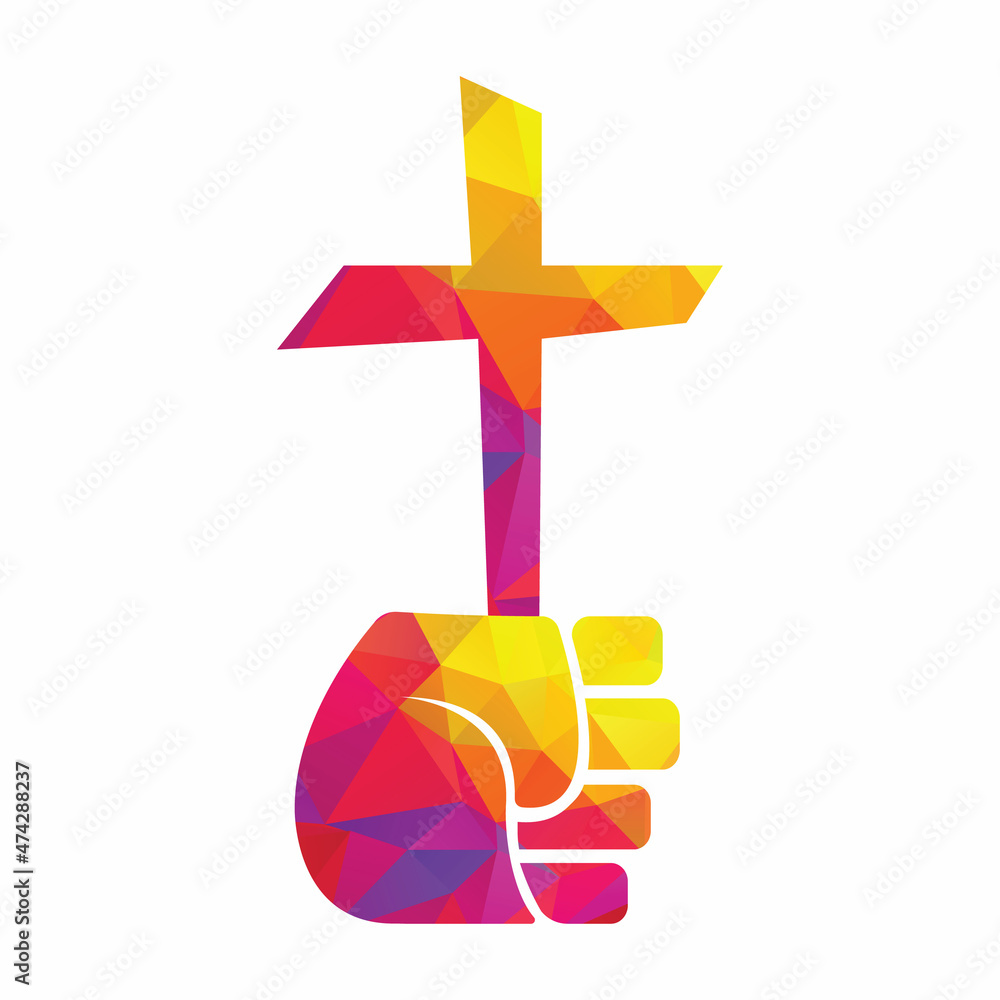 Hand hold Christ cross logo. Holy cross hold in hand concept design ...