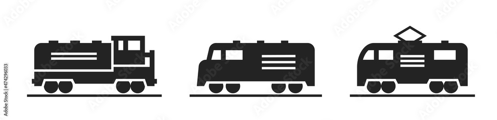 locomotive icon set. railway transport and train symbols Stock Vector ...