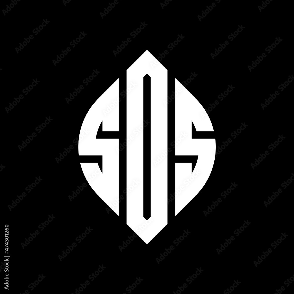 SOS circle letter logo design with circle and ellipse shape. SOS ...