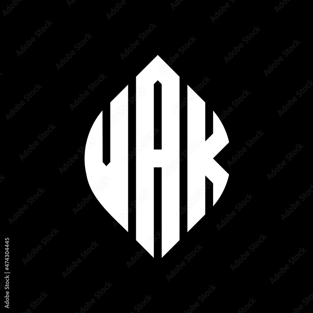 VAK circle letter logo design with circle and ellipse shape. VAK ...