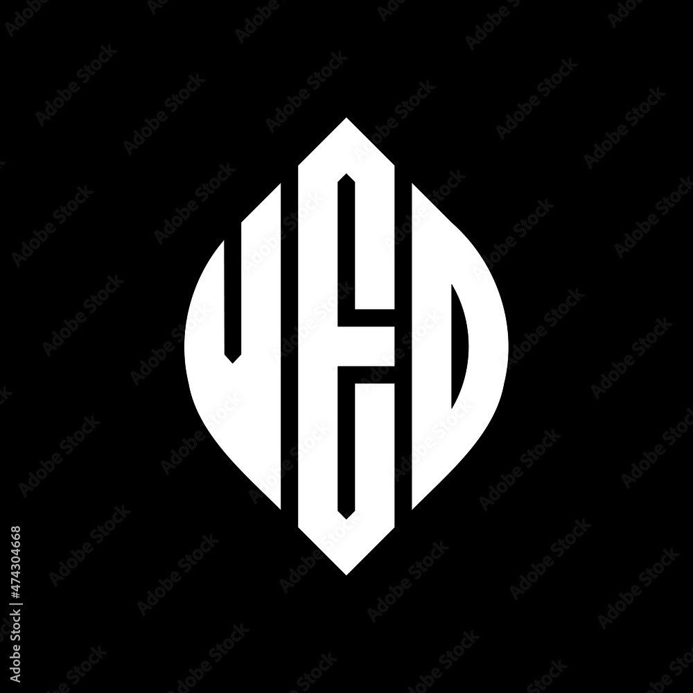VED circle letter logo design with circle and ellipse shape. VED ...
