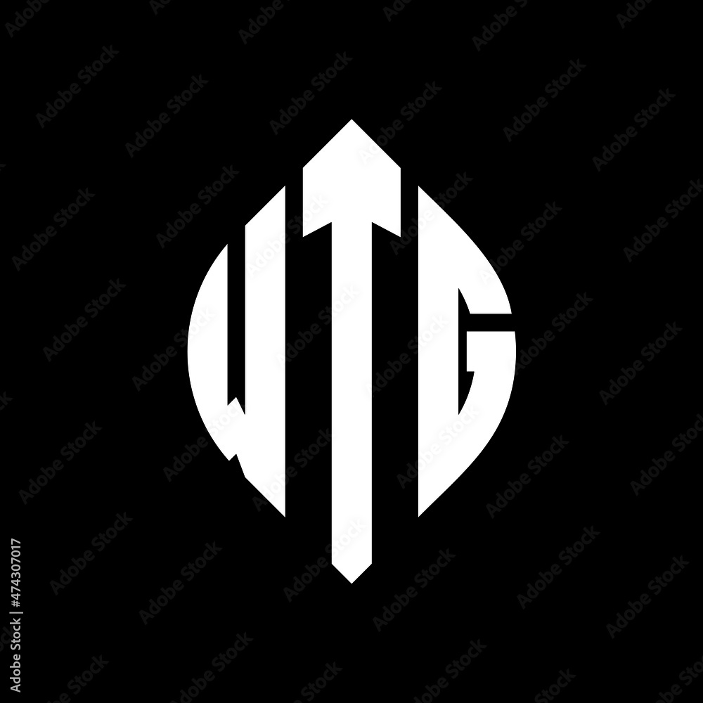 WTG circle letter logo design with circle and ellipse shape. WTG ...