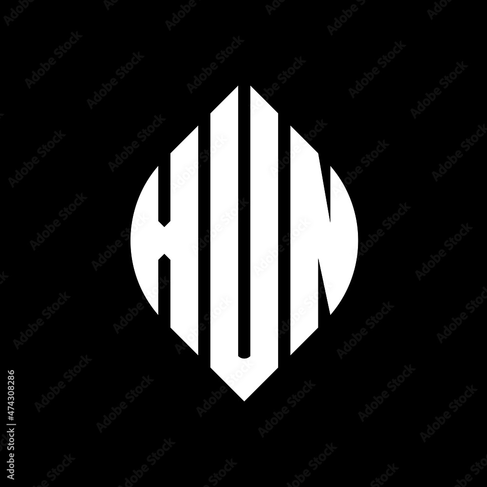 XUN circle letter logo design with circle and ellipse shape. XUN ...