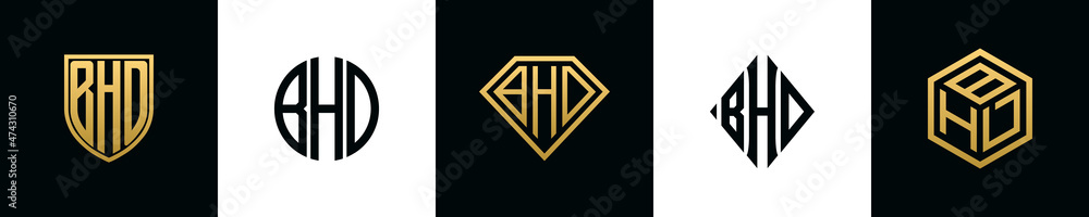 Initial letters BHD logo designs Bundle Stock Vector | Adobe Stock