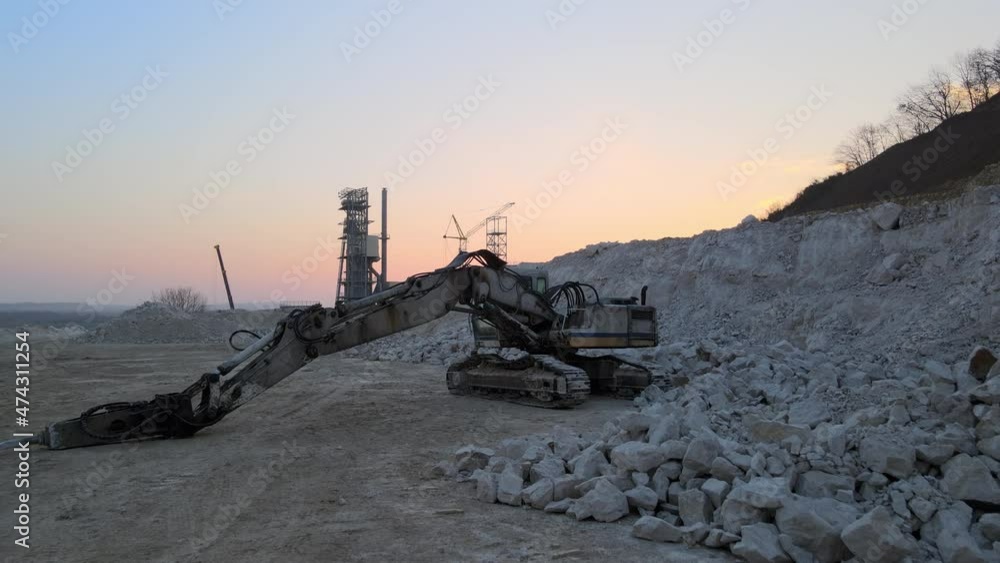 Open pit mining site of construction sand stone materials with ...