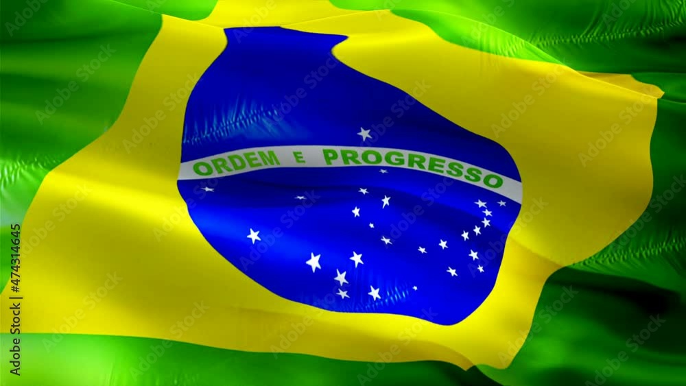 Brazil flag video. National 3d Brazilian Flag Slow Motion video. Brazil ...
