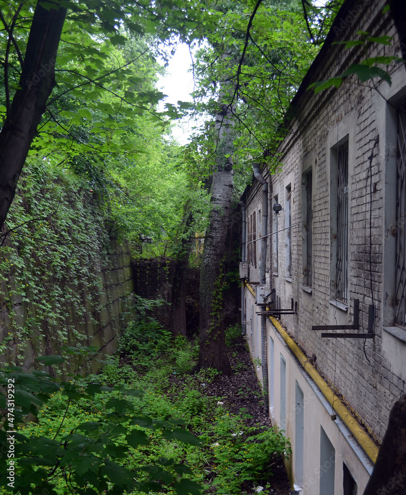 Mystery of Buried Cities.Poured windows lower floors of an old building ...