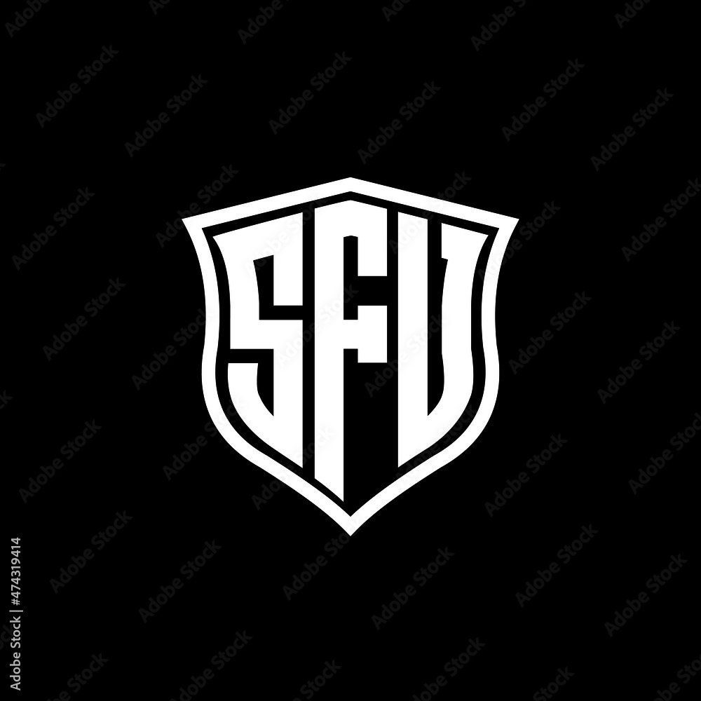 SFU letter logo design with black background in illustrator, vector ...
