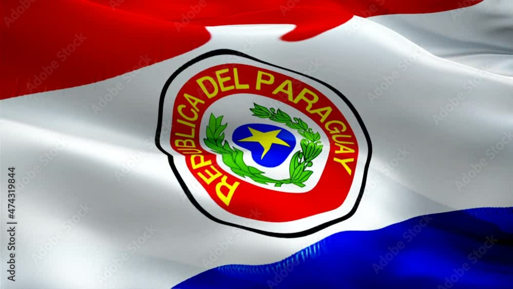 Paraguayan flag. 3d Paraguay sign waving video. Flag of Paraguay seamless loop animation ...