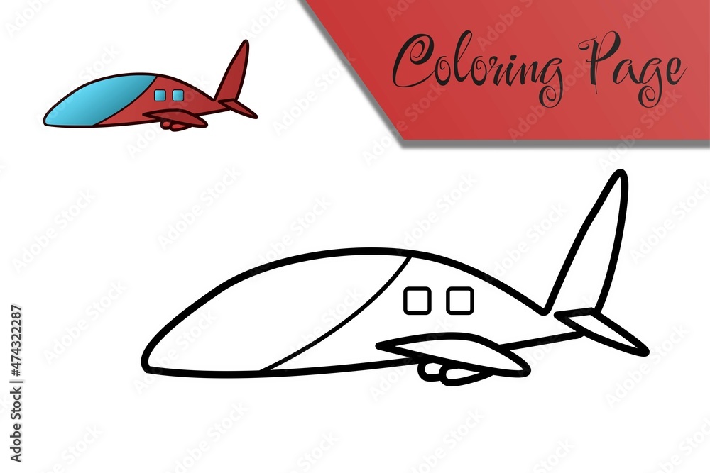 Cute airplane coloring page vector illustration Stock Vector | Adobe Stock