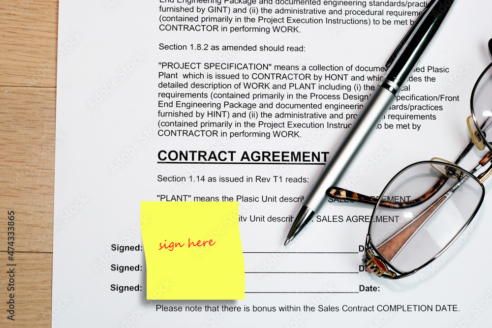 Sign here document- concept for contract ready to sign Stock Photo ...
